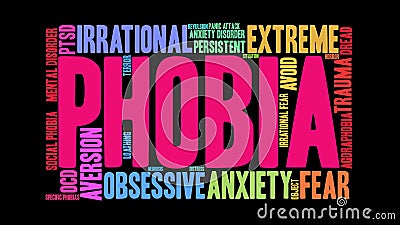 Phobia Animated Word Cloud stock footage. Video of attack - 106981296