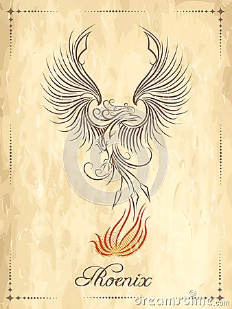 Phoenix Bird Ancient Symbol Of Rebirth Emblem Stock Illustration ...