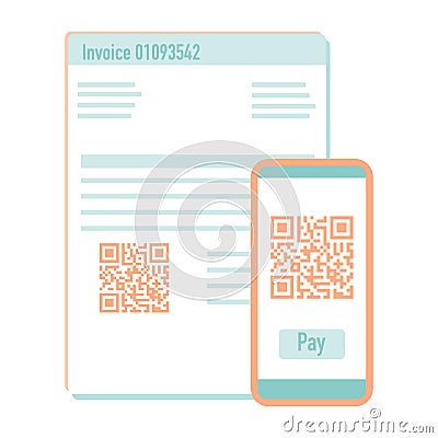 Phone Scan Qr Code For Payment Invoice. Vector | CartoonDealer.com ...