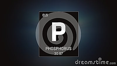 Phosphorus As Element 15 Of The Periodic Table 3D Illustration On Grey ...