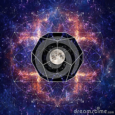 Photo Of The Moon And Sacred Geometry | CartoonDealer.com #106042680