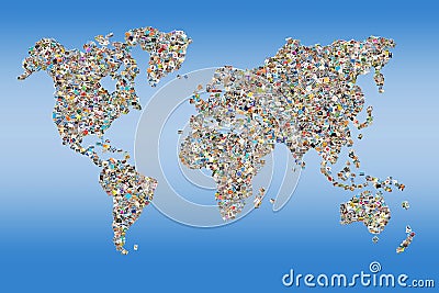 Photos Collage In The Shape Of A World Map Stock Photo - Image: 56520756