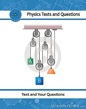Physical Experiment With Pulley System. Template Of Loaded Movable ...