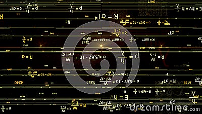 Physical Science Background with Golden Formulas Mirrored on Black ...