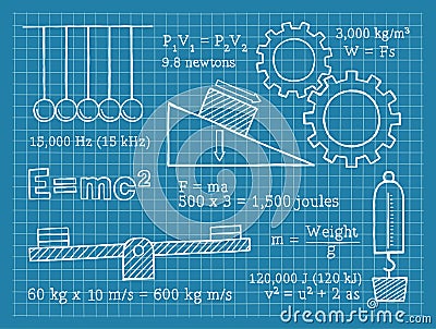 Physics, Science, School, Blueprint Stock Vector - Image: 60736331