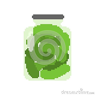 Pickled Cucumbers In Jar Pixel Art. 8 Bit Illustration | CartoonDealer ...