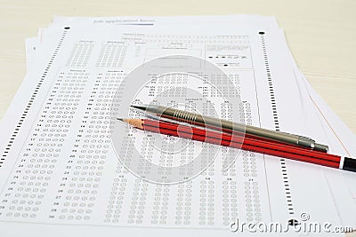 Picture Of Exam Omr Sheet, Pen And Pencil Stock Photography ...