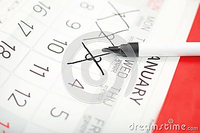 Picture Of Mark Date On The Calendar With Marker Royalty-Free Stock ...