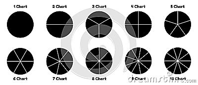 Pie Charts - .Different Subdivisions - Vector Illustrations Set ...