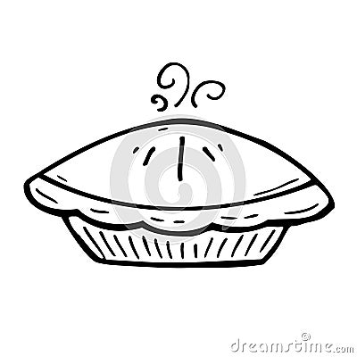 Pie Hand Drawn Vector Doodle Illustration. Cartoon Pie. Isolated On ...