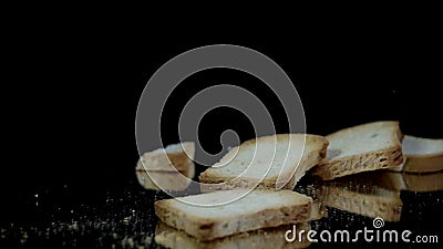 Loaf Of Bread Falling On Black Background Stock Footage - Video of ...