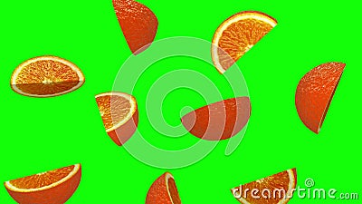 Pieces of Orange Falling on Green Screen, Seamless Loop, CG Stock Video ...