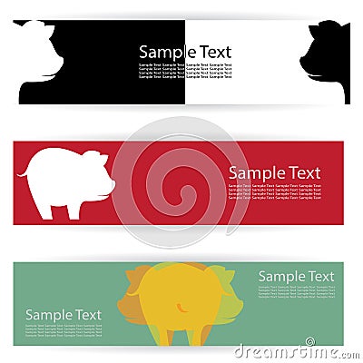 Pig Banners Vector Illustration | CartoonDealer.com #31463462