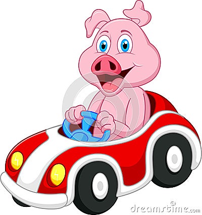 Pig Cartoon Driving Car Stock Vector - Image: 40962212