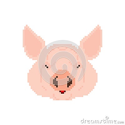 Pig Head Pixel Art. Pixelated Piggy. 8bit Illustration | CartoonDealer ...
