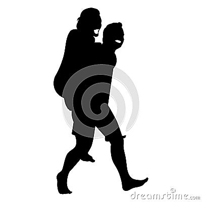 Piggyback, Hand Drawn, Vector, Eps, Logo, Icon, Crafteroks, Silhouette ...