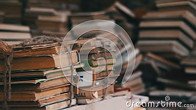 Pile of Books Scattered on the Floor in the Library Stock Video - Video ...