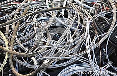 Pile Of Electrical Cables In The Landfill For Recyclable Materia ...