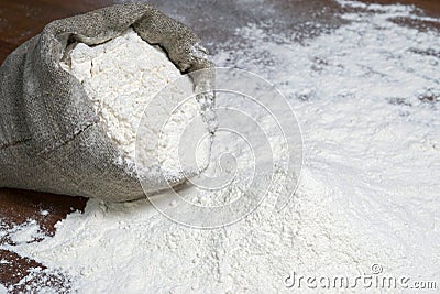 A Pile Of Flour On A Dark Table. Spilled Flour. Flour Texture Stock ...