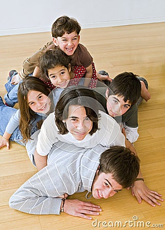 Pile of kids stock image. Image of adolescent, child, lying - 7014809