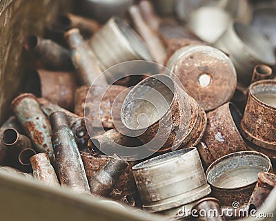 Pile Of Old Rusty Shell Casings From Assault Rifles And Mounted Grenade ...