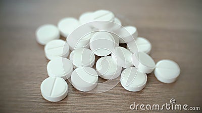 Pile of Round White Tablets on the Table. Stock Footage - Video of cure ...