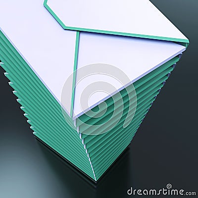 Piled Envelopes Shows Computer Mail Outbox Communication Stock ...