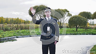 Pilot Welcomes Waving Commander Airline Aviator Stock Video - Video of ...