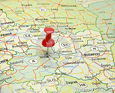 Pin In Wienna Capital On Map Stock Photography | CartoonDealer.com #5321750