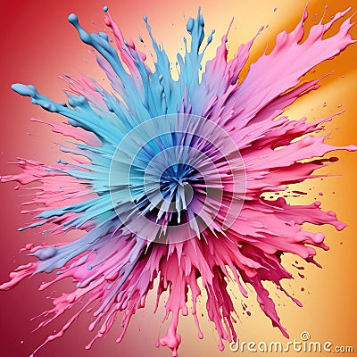 Pink And Blue Paint Splashes Flying In The Air In A Hyperbolic ...