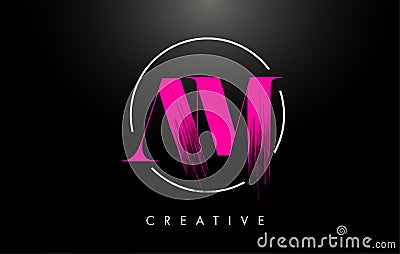 Pink AM Brush Stroke Letter Logo Design. Pink Paint Logo Leters Icon ...