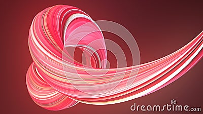 Pink Colored Twisted Shape. Computer Generated Abstract Geometric 3D ...
