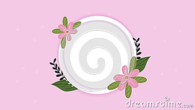 Pink Flowers in Circular Frame Animation Stock Footage - Video of ...
