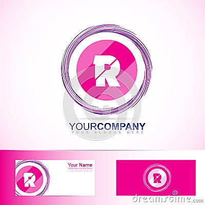 Pink Letter R Circle Logo Vector Illustration | CartoonDealer.com #54342368