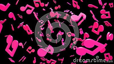 Pink Musical Notes on Black Background. Stock Footage - Video of pink ...