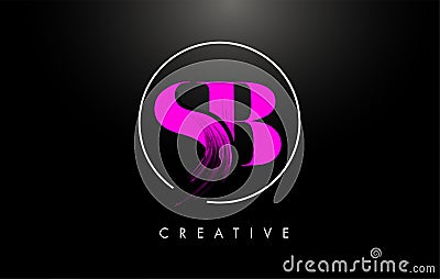 Pink SB Brush Stroke Letter Logo Design. Pink Paint Logo Leters Icon ...
