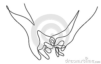 Pinky Swear Of Couple In Continuous Line Drawing Style Vector ...