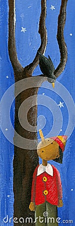 Pinocchio, Bird And Tree Stock Illustration | CartoonDealer.com #30710875