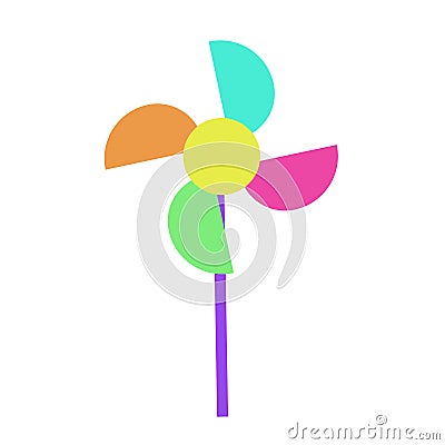 Pinwheel Or Windmill Toy Spinning Vector Flat Cartoon Illustration ...