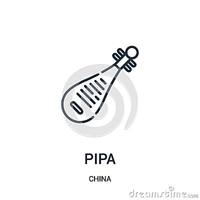 Pipa Icon Vector From China Collection. Thin Line Pipa Outline Icon ...