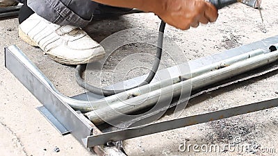 Pipe Electric Arc Welding Slope View Stock Footage - Video of career ...