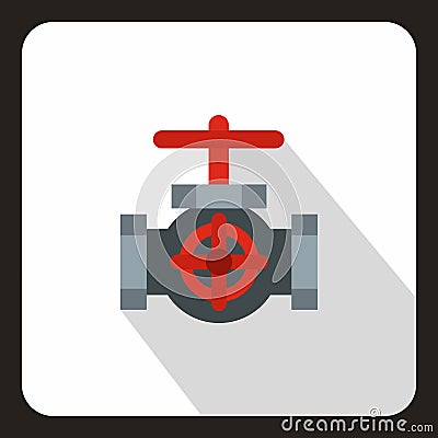 Pipe With A Red Valves Icon, Flat Style Cartoon Vector | CartoonDealer ...