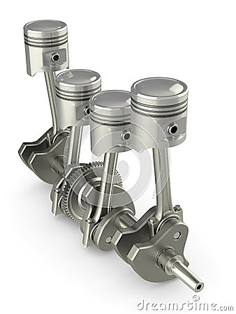 Pistons And Crankshaft. Four Cylinder Engine. Stock Photos - Image ...