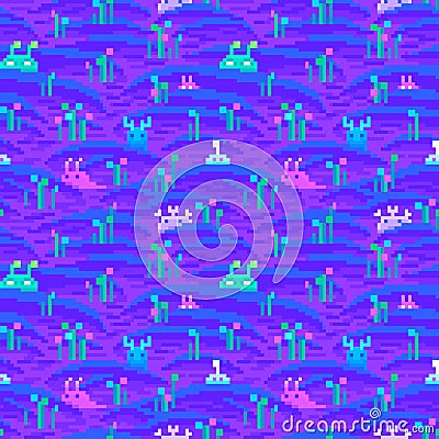 Pixel Art Aliens. Alien Planet Surface Texture Seamless Tile Backdrop ...