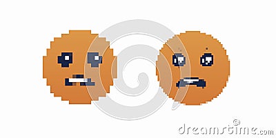 Pixel Art Angry Face Emoticons With Different Expressions Vector Illustration | CartoonDealer ...
