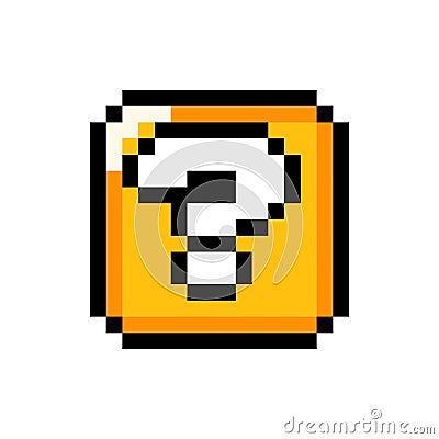Pixel Art 8-bit Question Mark Gold Box - Isolated Vector Illustration ...