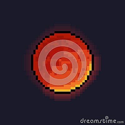 Pixel Art Cartoon Blood Moon With Glowing Light. Royalty-Free Stock ...