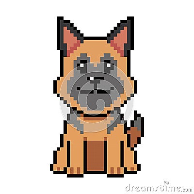 Pixel Art Cute German Shepherd Dog Vector In Retro Style ...