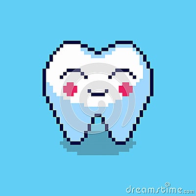 Pixel Art Cute Teeth Game Asset Design Vector Illustration ...