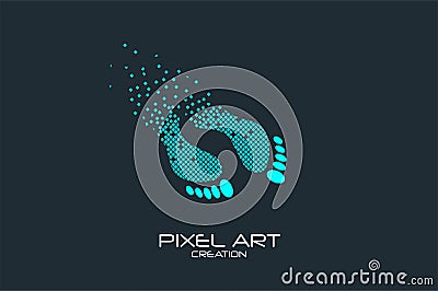 Pixel Art Of The Bare Footstep Logo. Vector Illustration ...